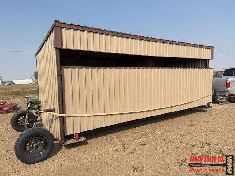 8 x 24 Portable Shed w/ Windbreak - Smith Sales Auctioneers LLC