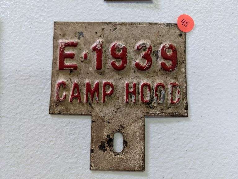 Vintage Camp (Fort) Hood City License Plate - South Auction