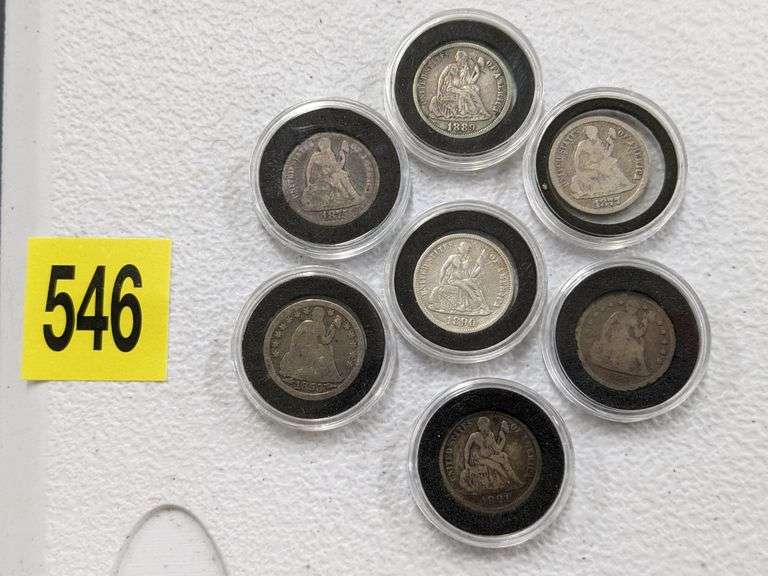 Lot of 7 Seated Liberty Dimes - South Auction