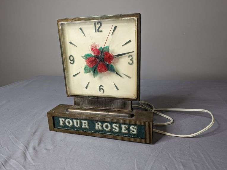 Vintage Four Roses Bourbon Advertising Clock - South Auction