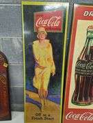 Lot of 3 Coca Cola Reproduction Wooden Signs - South Auction