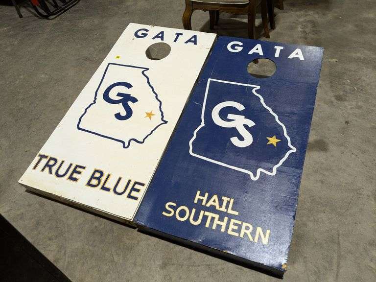 Set of Georgia Southern Wooden Cornhole Boards - South Auction