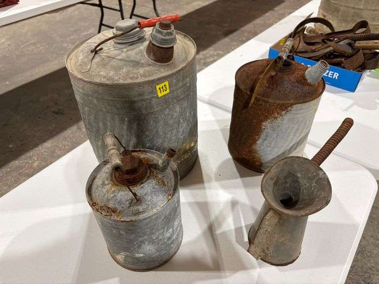 Metal Gas Jugs and Funnel - South Auction