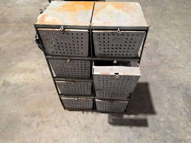 Metal Storage Unit with Baskets Containing Pipe Fittings, 36″ Tall ...