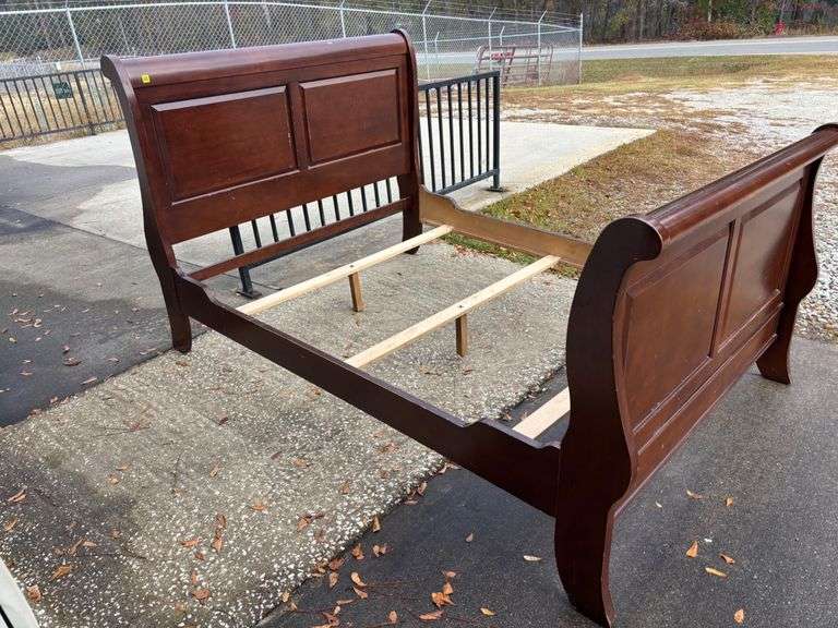 Wooden Sleigh Bed Frame - South Auction