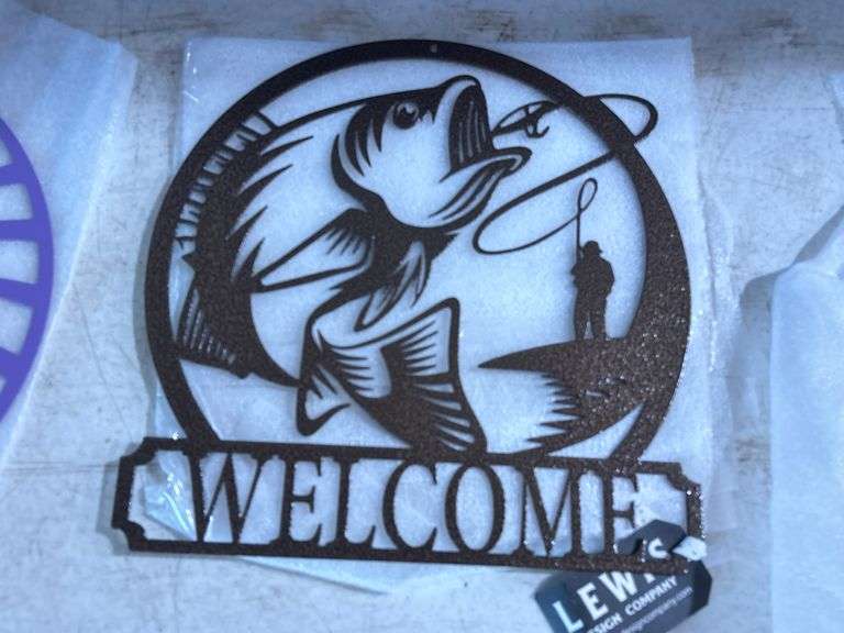 GOING FISHING STEEL WELCOME SIGN - South Auction