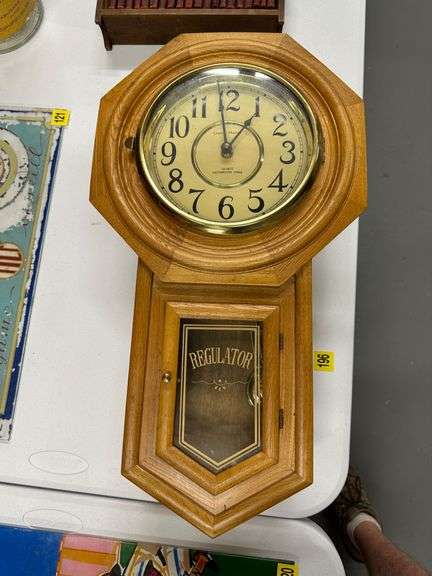 Quartz Regulator Wall Clock in Oak Finish - South Auction