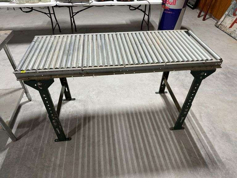 Industrial Roller Conveyor Table with Adjustable Legs - South Auction