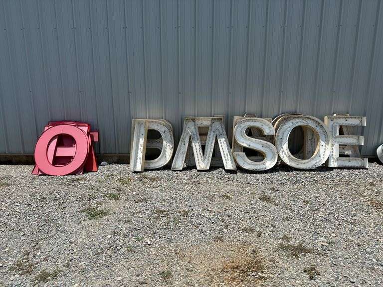 Lighted White Metal Letters with Red Faces - South Auction