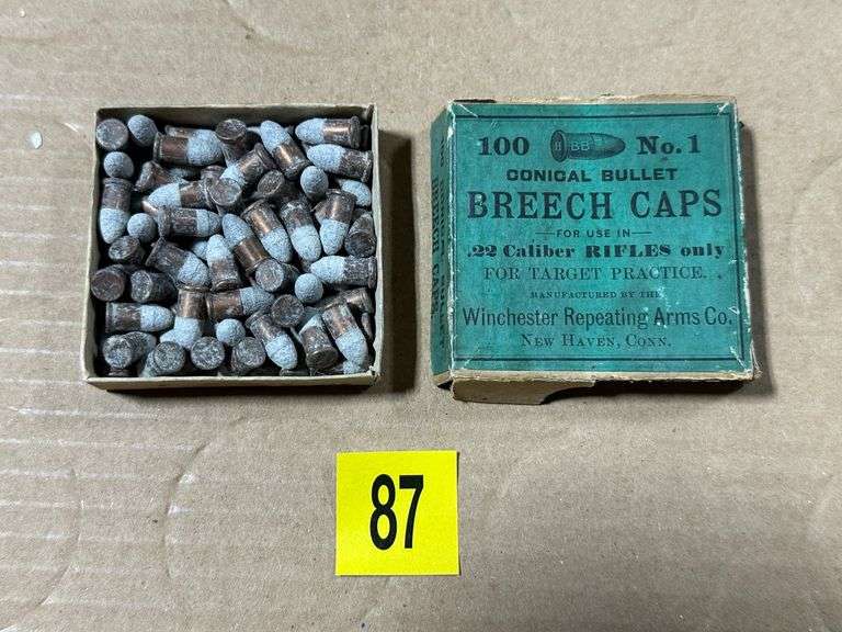 Winchester No. 1 Conical Bullet Breech Caps for .22 Caliber Rifles ...