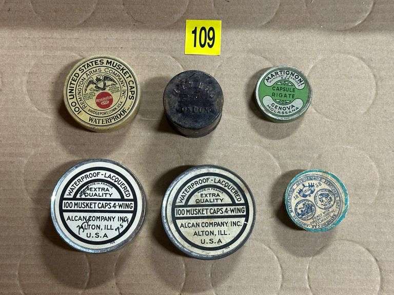Vintage Musket Caps and Ammunition Tins - South Auction