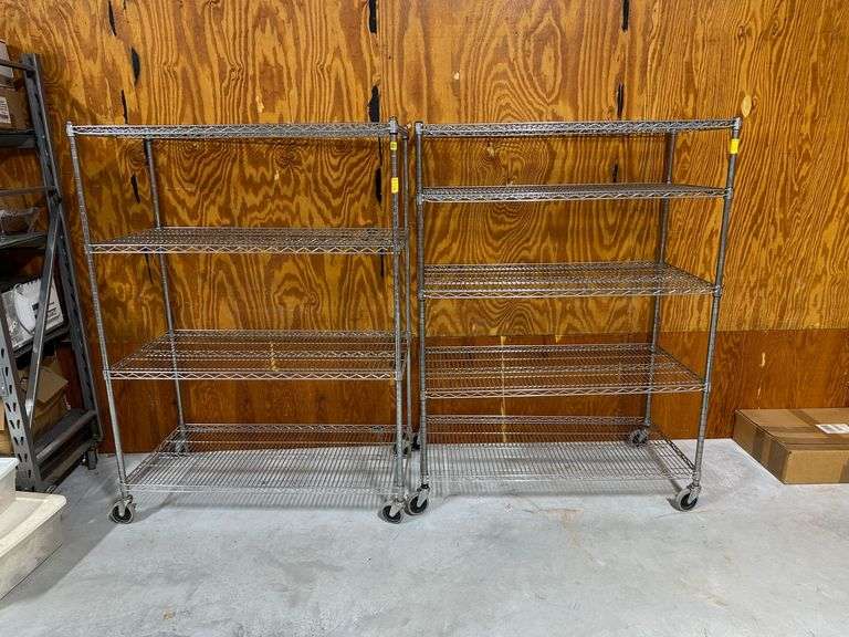 2 Wire Shelving Racks with Casters - South Auction