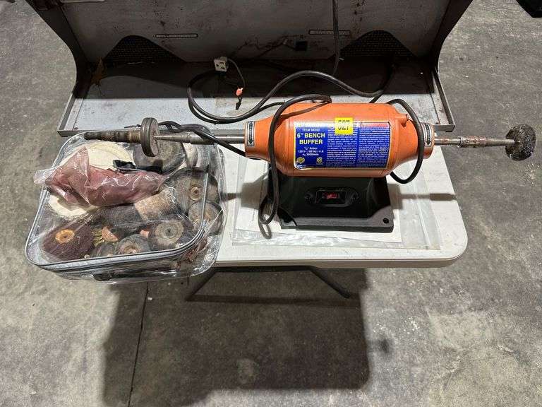 6-Inch Central Machinery Bench Buffer with Attachments - South Auction