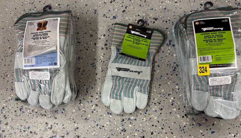 Two 6 packs of Cowhide Work Gloves in XL Size for General Purpose Use ...