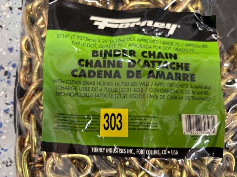 Forney 303 Grade 70 Transport Chain with Clevis Grab Hooks, 5/16-inch ...