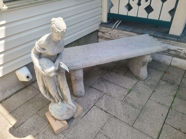 Cement Statue & Bench - T&S Auction Service
