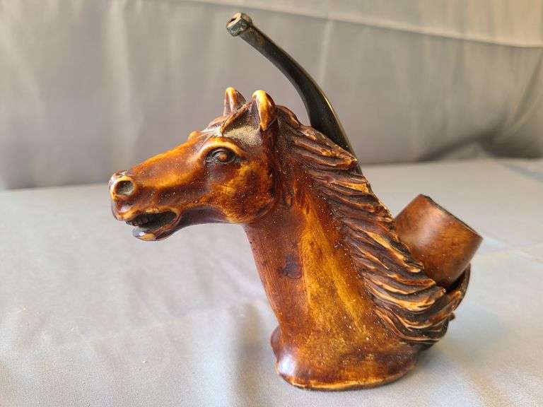 Vintage Pipe w/ Horse Pipe Holder - T&S Auction Service