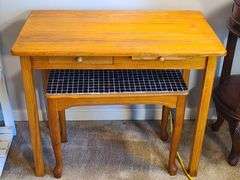 Vintage Student Desk w/ Bench - T&S Auction Service