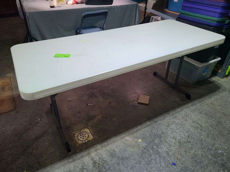 Two white Lifetime tables - T&S Auction Service