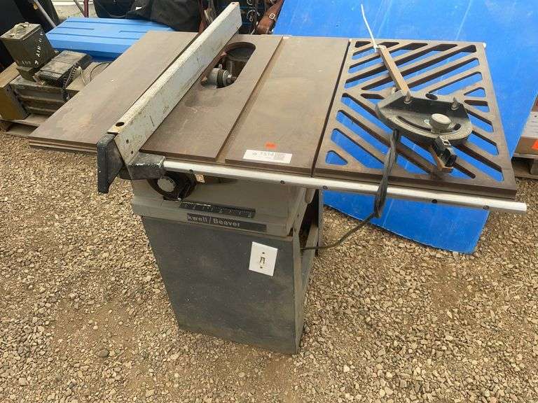 Beaver Rockwell table saw cast iron top, 3/4 hp motor, missing blade ...