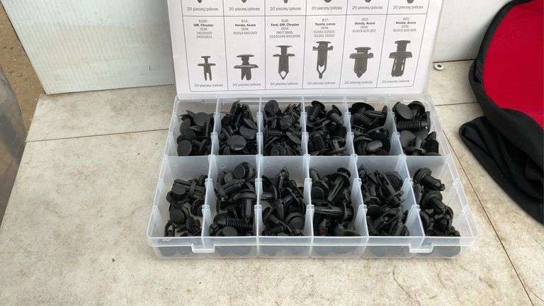 OBD2 tester. Univeral buket set cover, and a Titan universal push pin ...