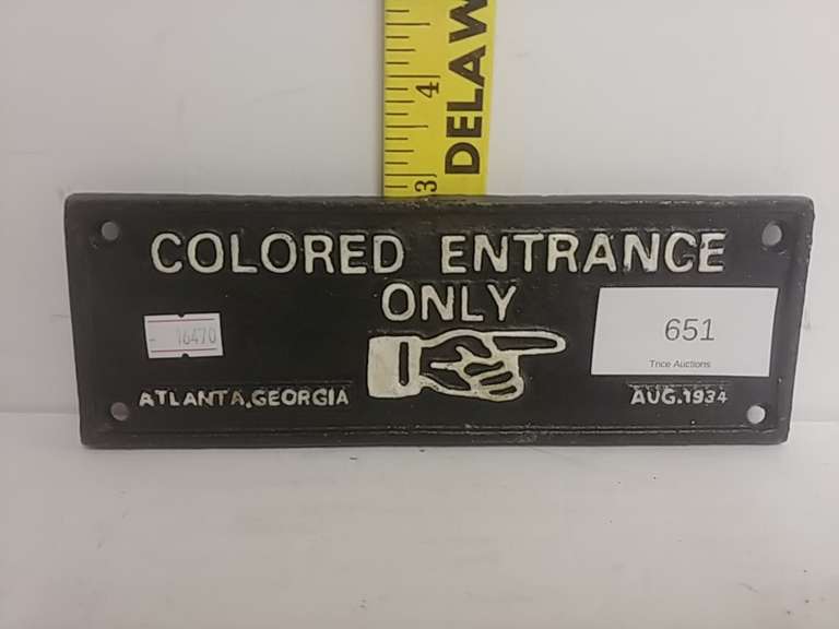 Cast Iron Colored Entrance Only Sign - Trice Auctions