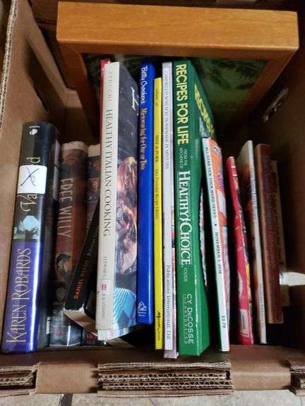 Assorted Books, VHS Tapes, Tropical Cafe Picture - Trice Auctions