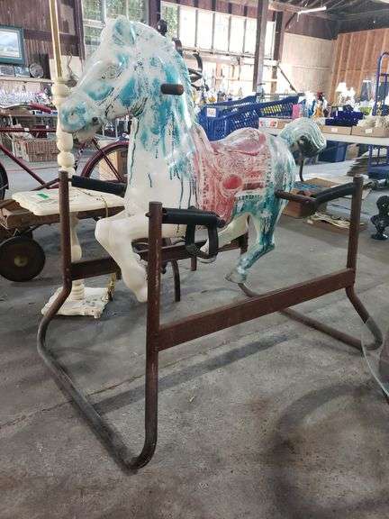 Vintage Plastic & Metal Spring Bouncing/Rocking Horse - Trice Auctions