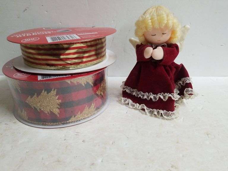 Wire Edged Ribbon. Small Angel Figure - Trice Auctions