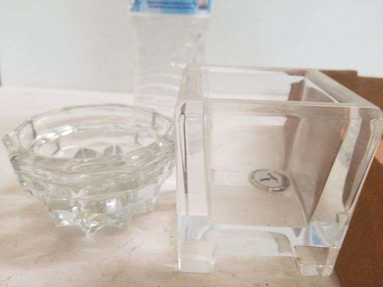 Assorted Glassware ie Music Box, Vases, Music Box Had Broken Piece ...