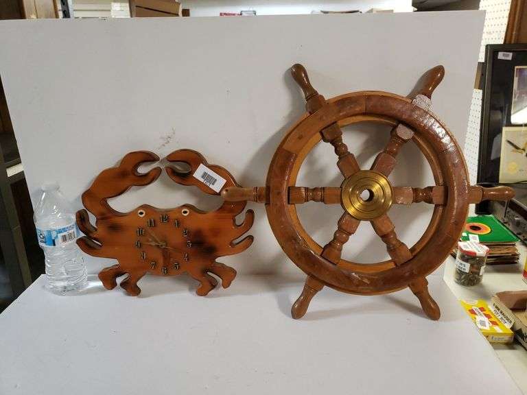 Crab Clock And Ship Wheel - Trice Auctions