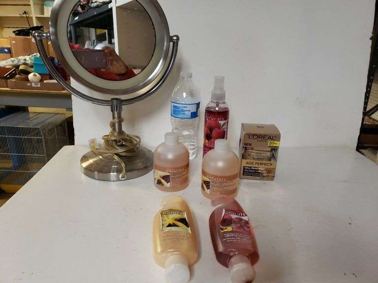 Lighted Mirror, Hand Soap, Body Wash. Body Spray And L'oreal Age ...