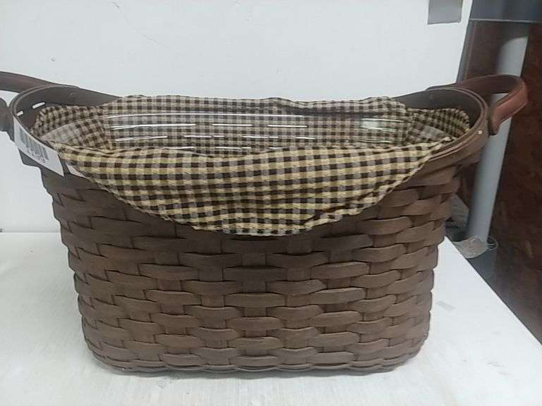 Longaberger Library Basket With Liner And Protector(has Small Ding ...