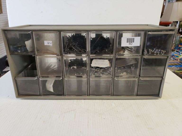 Tabletop Parts/nail Organizer With Contents - Trice Auctions