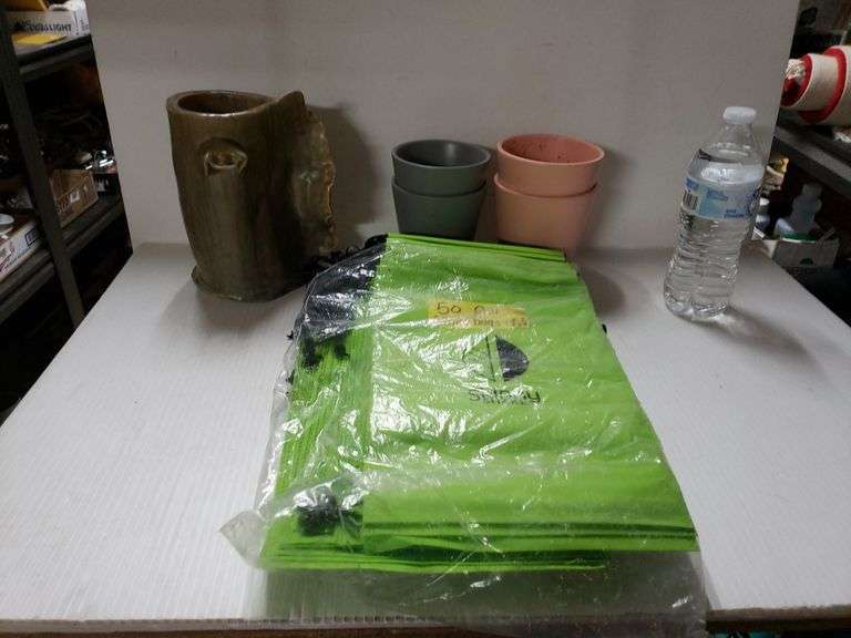 Flower Pots & Skinny Shake Pull String Bags - Trice Auctions