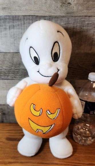 Casper (the friendly ghost) plush holding a Jack-O-Lantern. Made by ...