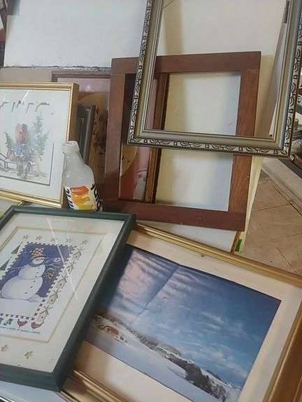 Large Lot Of Framed Art Some Damage Some Empty Frames - Trice Auctions