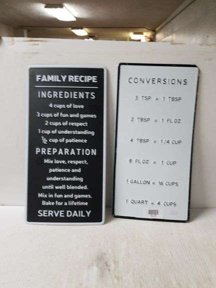Family Recipe & Conversions Wall Signs - Trice Auctions
