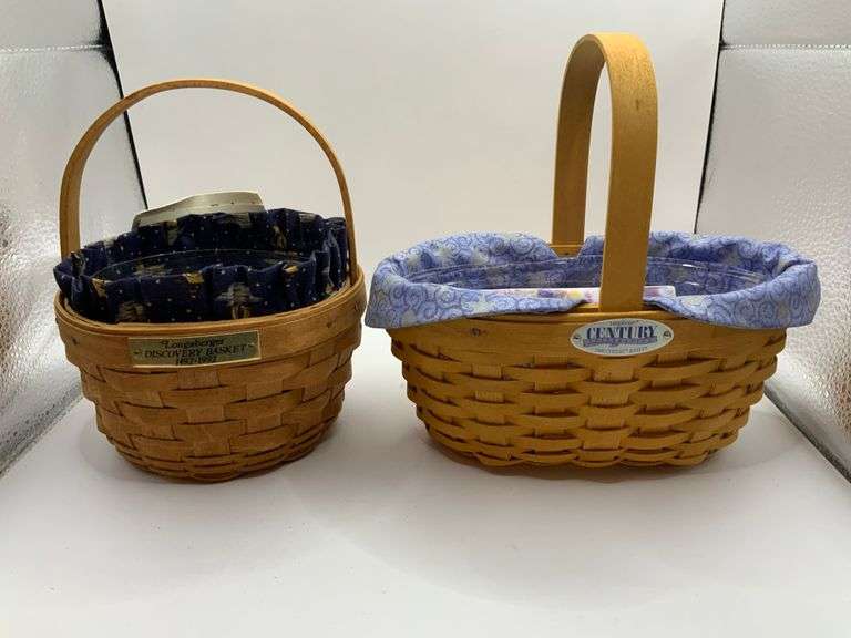 LONGABERGER SET OF 2 BASKETS WITH LINER & PROTECTOR - DISCOVERY BASKET ...