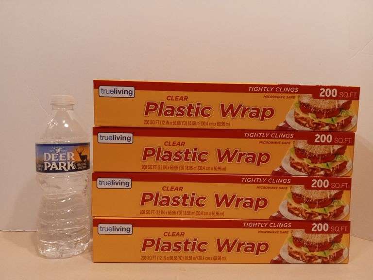 NEW- true living Clear Plastic Wrap (12"x 66 yards/ 200 SQ FT/ 4 Packs ...