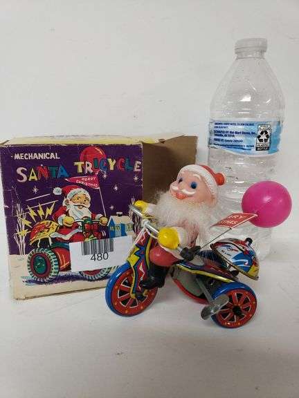 Vintage Mechanical Santa Tricycle Toy W/original Box - Trice Auctions