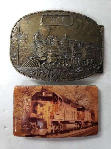 (2) Railroad Train Belt Buckles - Trice Auctions