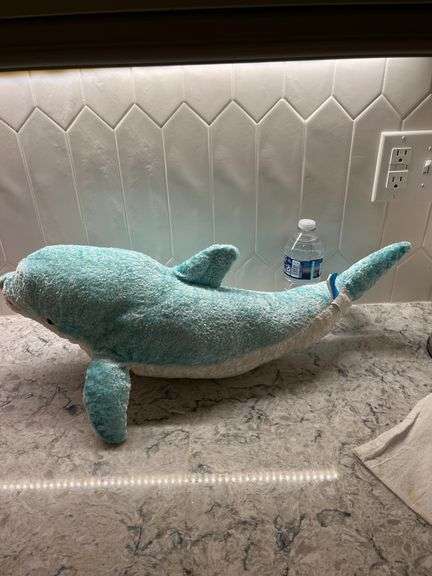 Large stuffed dolphin plushie 26“ long - Trice Auctions