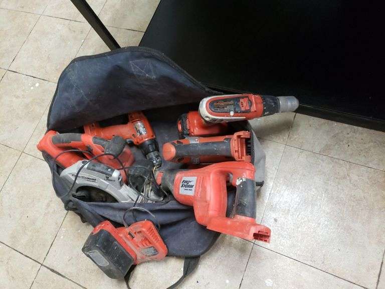 Large Bag Of Firestorm Black And Decker Power Tools - Trice Auctions