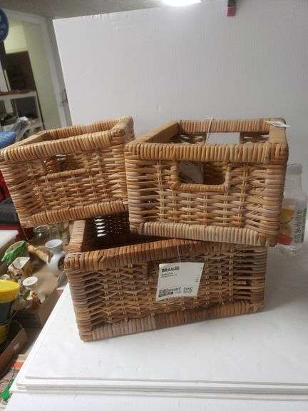 Three Baskets Two 9x 9.75x 6" And One 12.5x 13.75x 6.25" - Trice Auctions