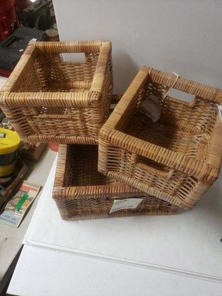 Three Baskets Two 9x 9.75x 6" And One 12.5x 13.75x 6.25" - Trice Auctions
