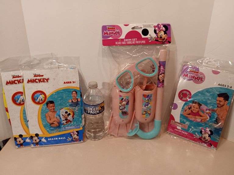 NEW Disney Jr Minnie Mouse Swim Set/Swim Tube & Beach Balls (4 count ...