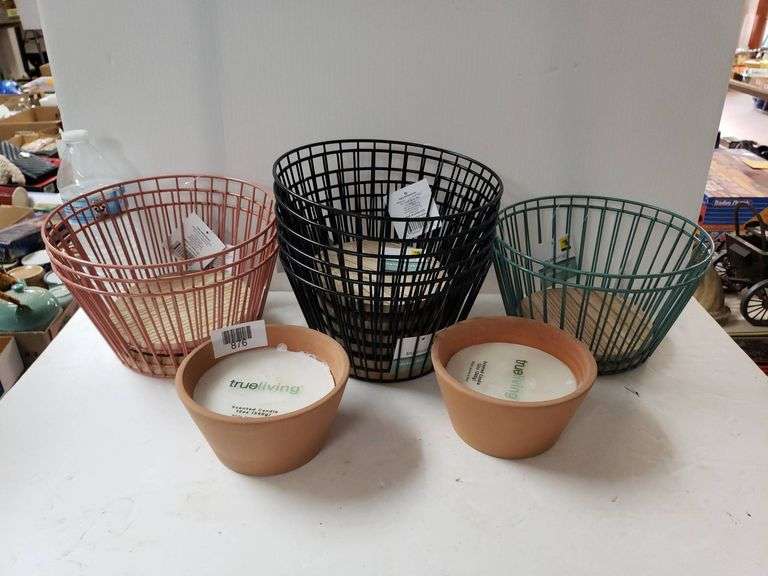 True Living Baskets and Scented Candles Set - Trice Auctions