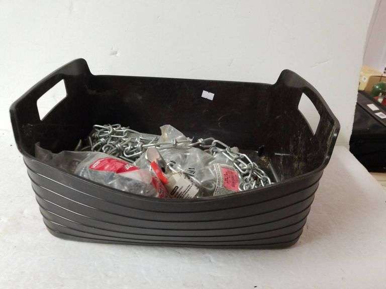 Black Storage Bin with Metal Chains - Trice Auctions