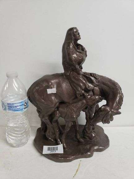 1943 Bronze Colored Sculpture of Figure on Horseback - Trice Auctions